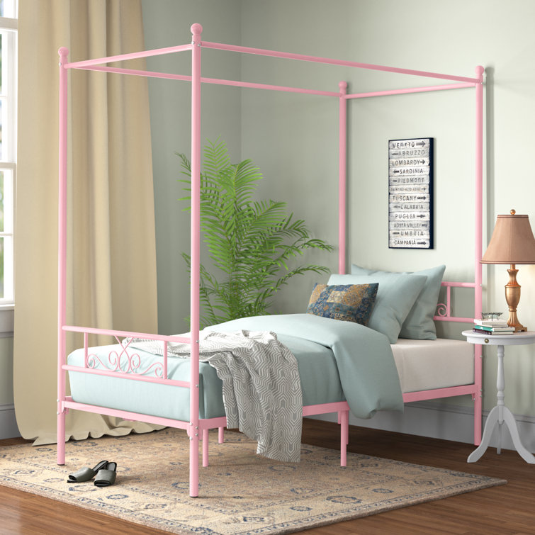 Alex Jay Metal Canopy Bed Lark Manor Color Pink Size Twin